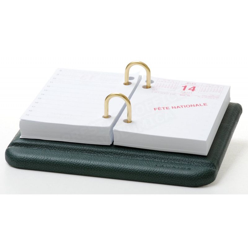 Bloc éphémeride-calendrier Cuir Vert Collection Lafayette